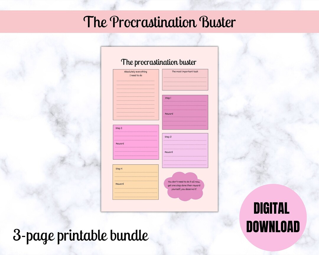 The Procrastination Buster, Organization Work Planner, Student Work ...