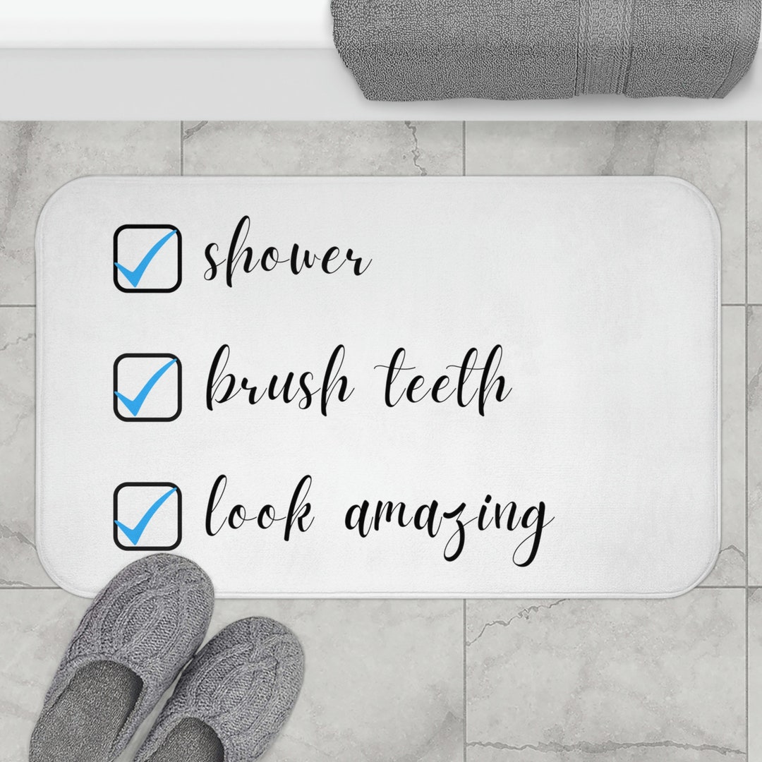 Checklist Bath Mat Funny Checklist Bath Mat, Cute Bath Mats, Cute Bath ...
