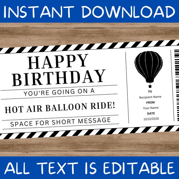 Hot Air Balloon Certificate - Etsy