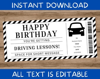 Driving Lessons Birthday Card - Etsy