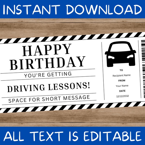 Printable Driving Lesson Voucher - Etsy UK