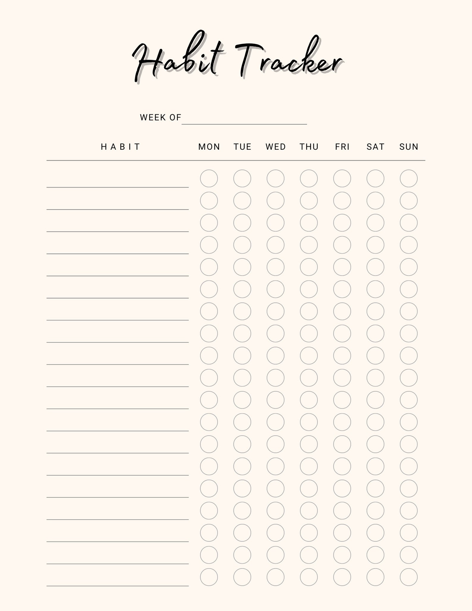 Habit Tracker Page, Instant Digital Download, Habit Tracker Printable ...