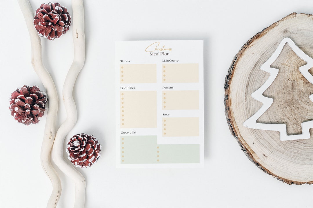 Christmas Meal Planner Page, Instant Digital Download, Meal Planning ...