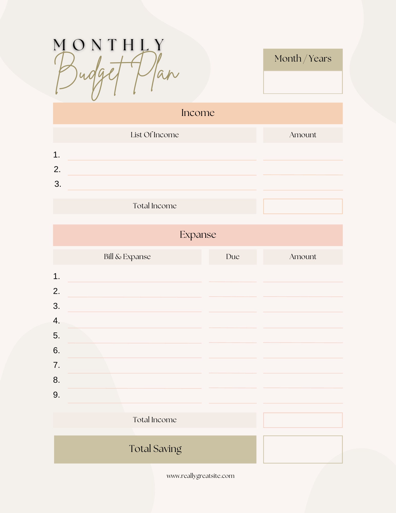 Monthly Budget Planner Page, Instant Digital Download, Money Saving ...