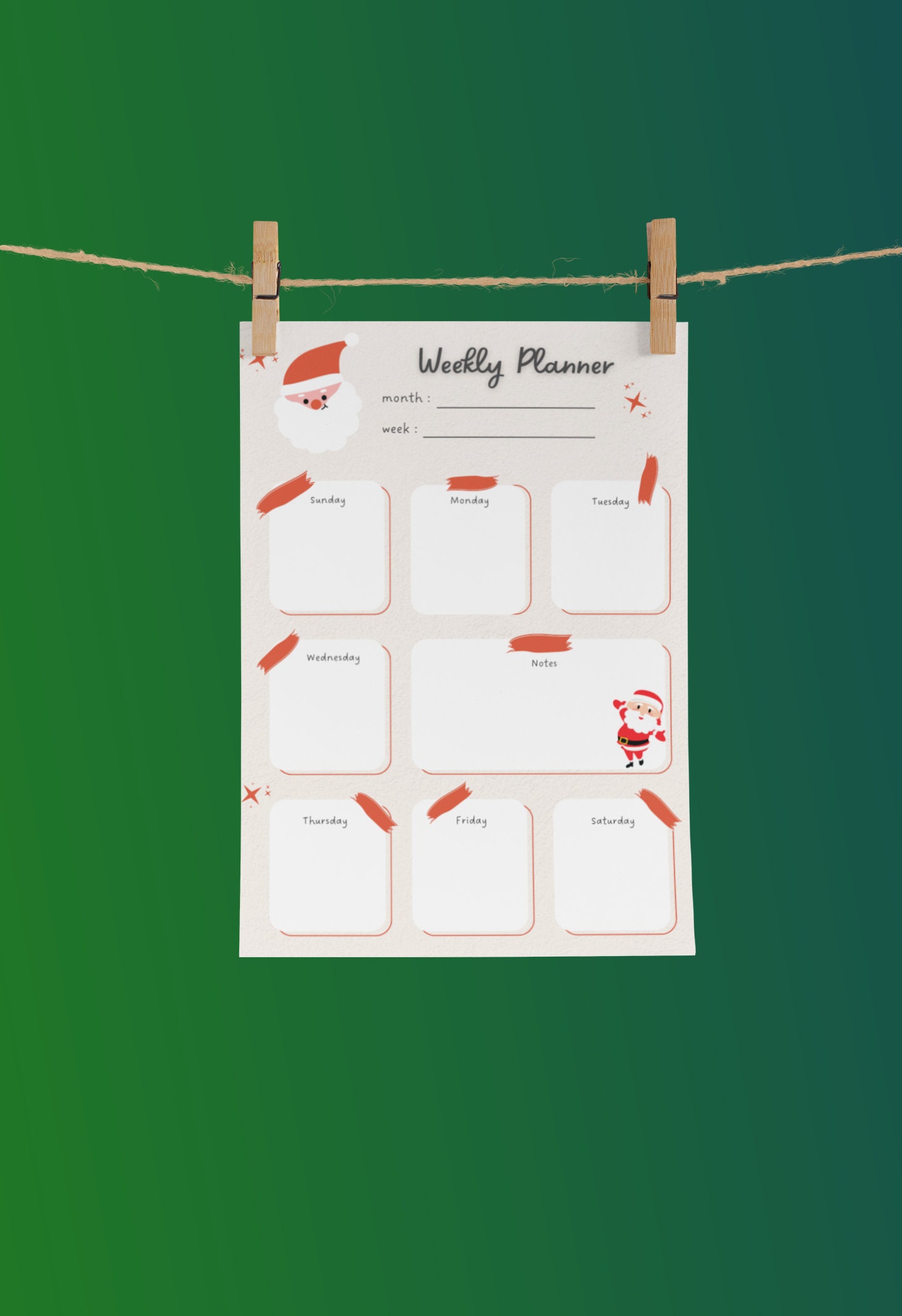 Christmas Weekly Planner Page, Instant Digital Download, Planner Page ...