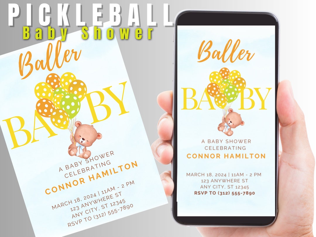 Pickleball Baby Shower + Pickleball Party Invitation + Pickleball Party ...