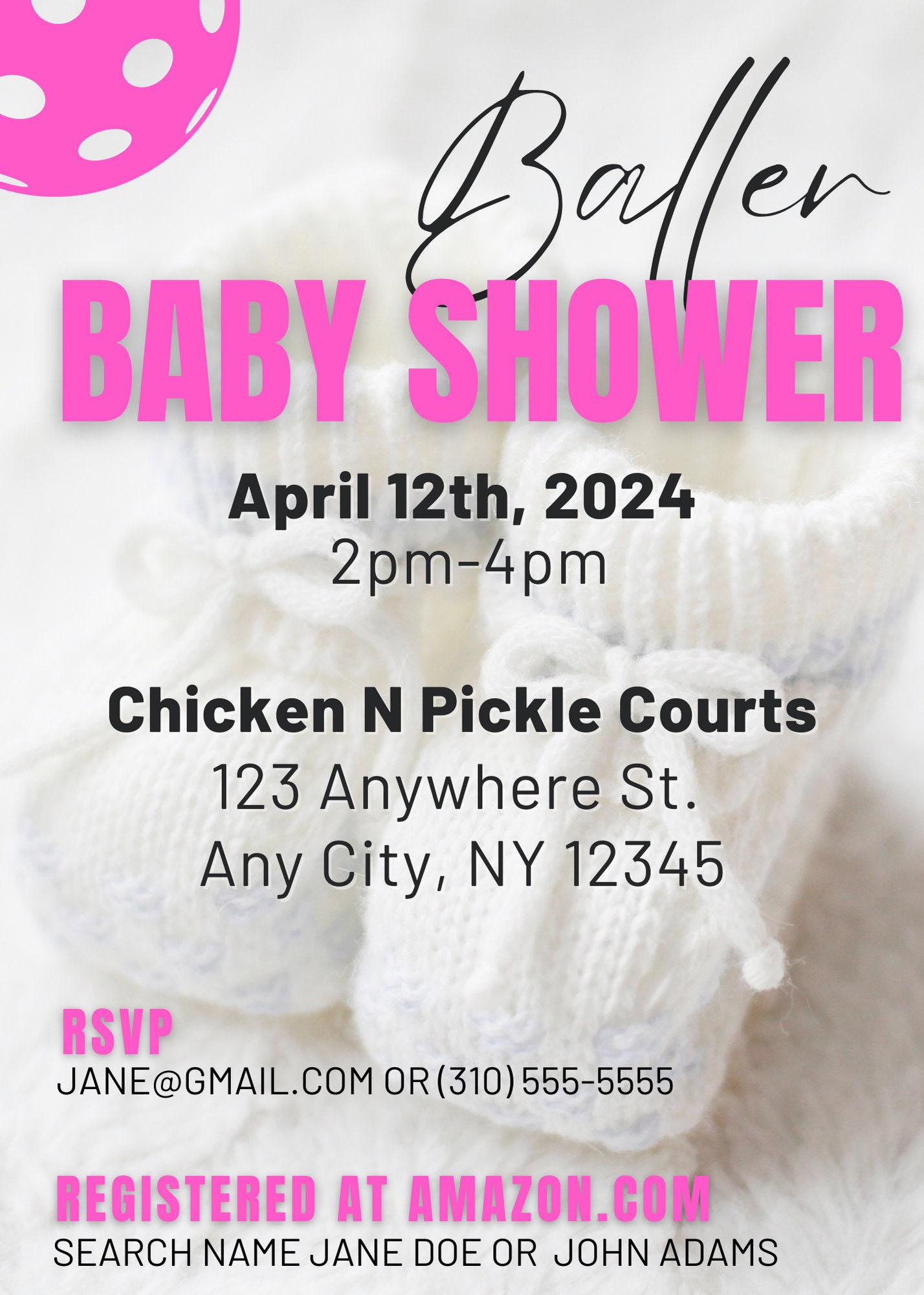Pickleball Baby Shower + Pickleball Party Invitation + Pickleball Party ...