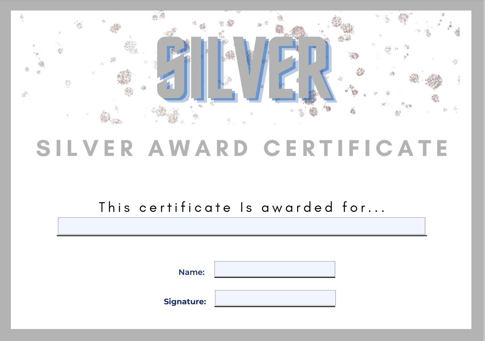 Silver Award Certificates Free Printable at Aiden Ann blog