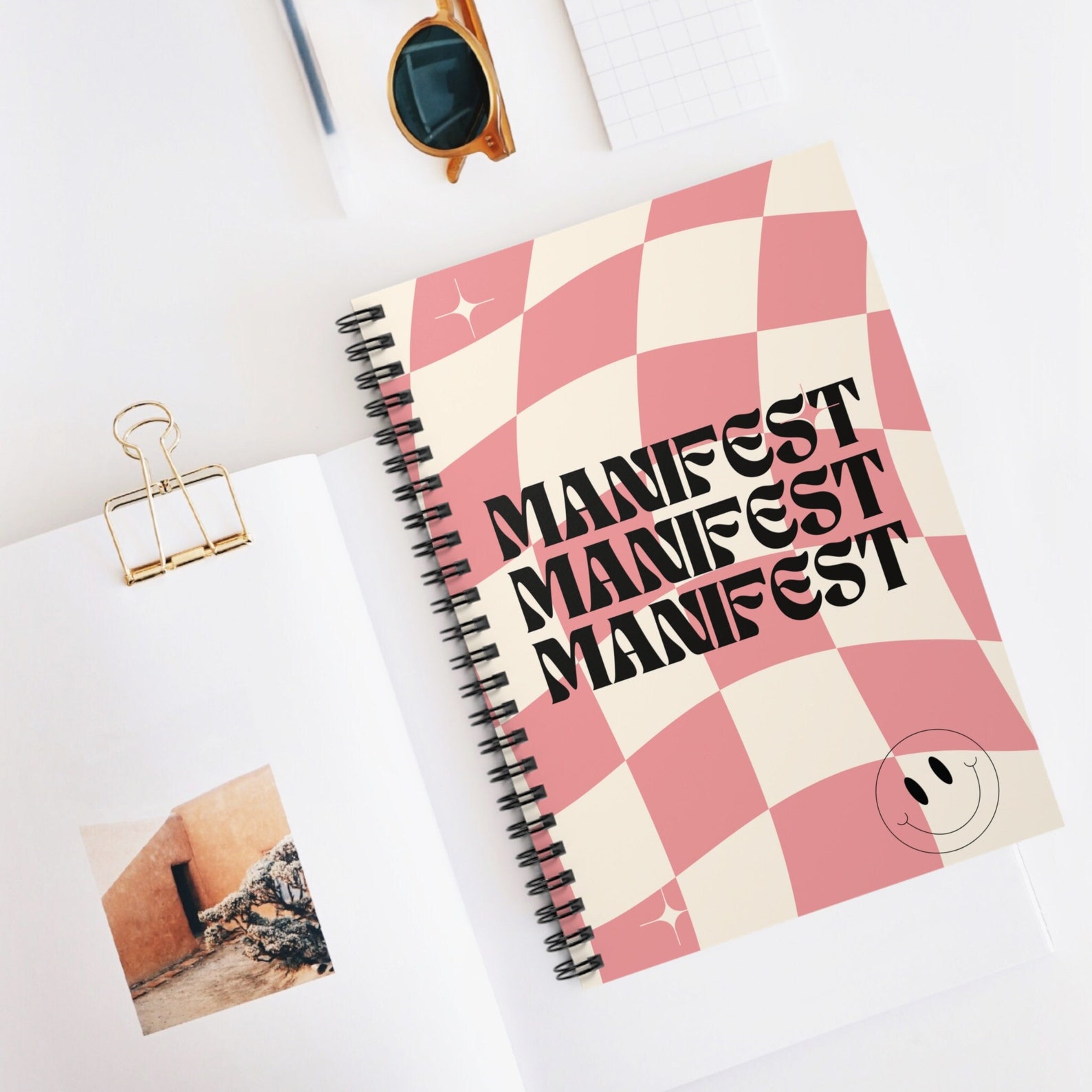 Manifest Spiral Notebook | Manifestation Journal | Checkerboard ...