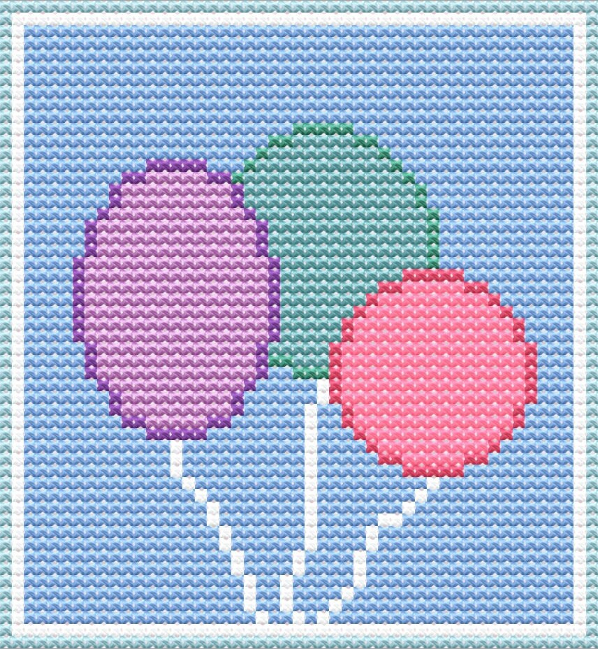 Colorful Balloon Cross Stitch Pattern, Modern Sky Design (PDF Download ...