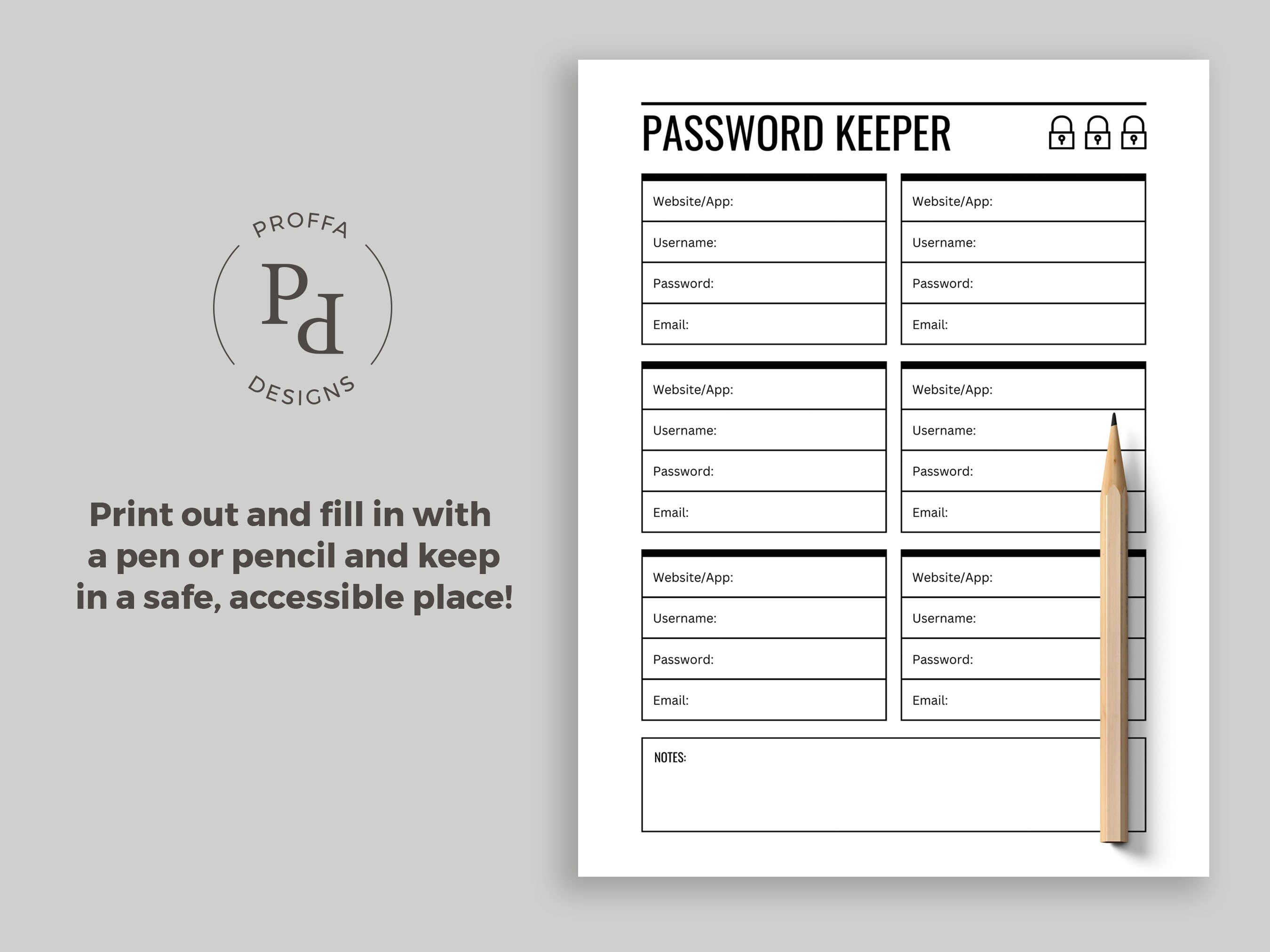 Printable Password Log / Digital Password Tracker / Simple Password ...
