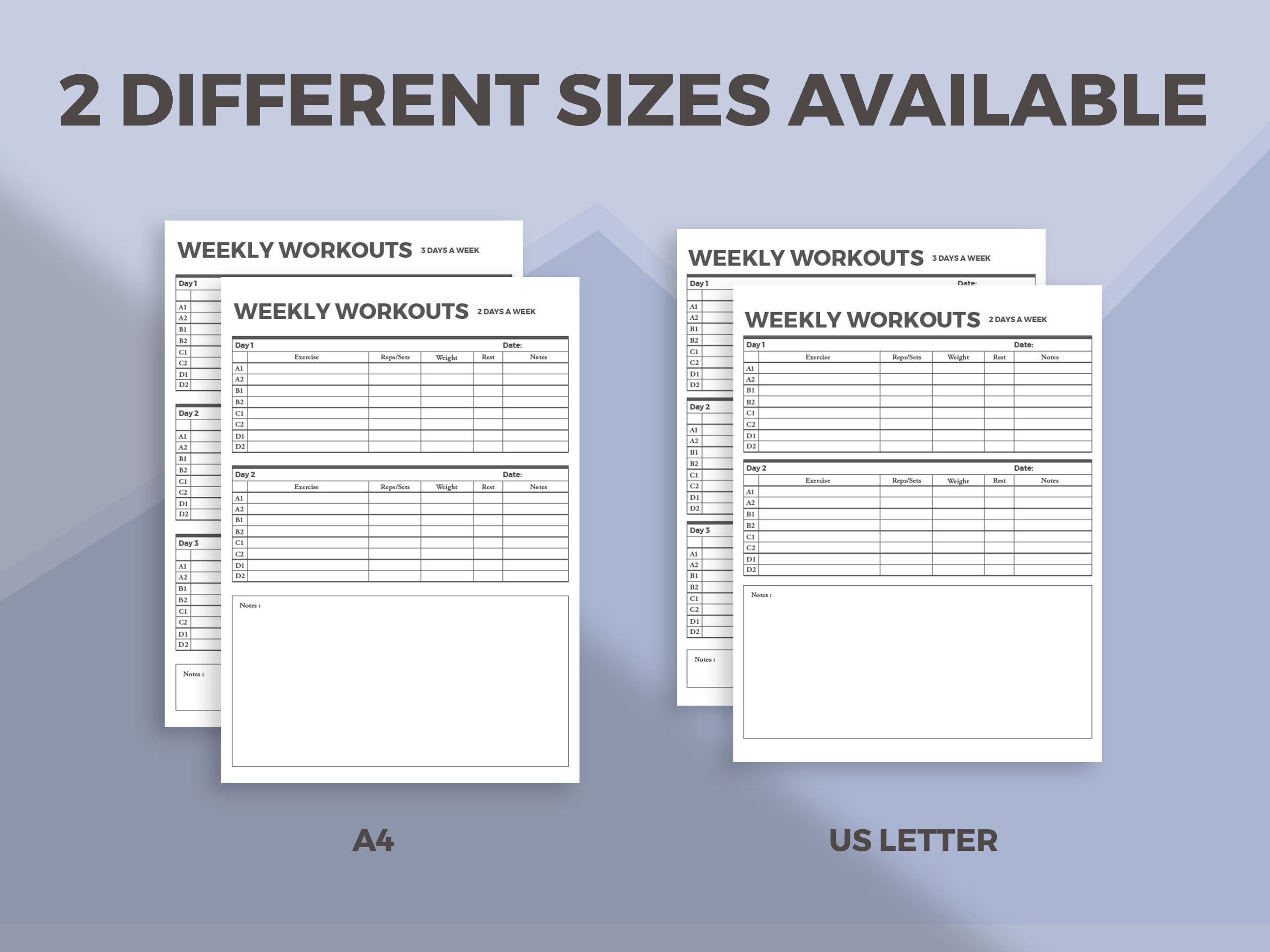 Printable Weekly Workout and Exercise Training Template / Lifting ...