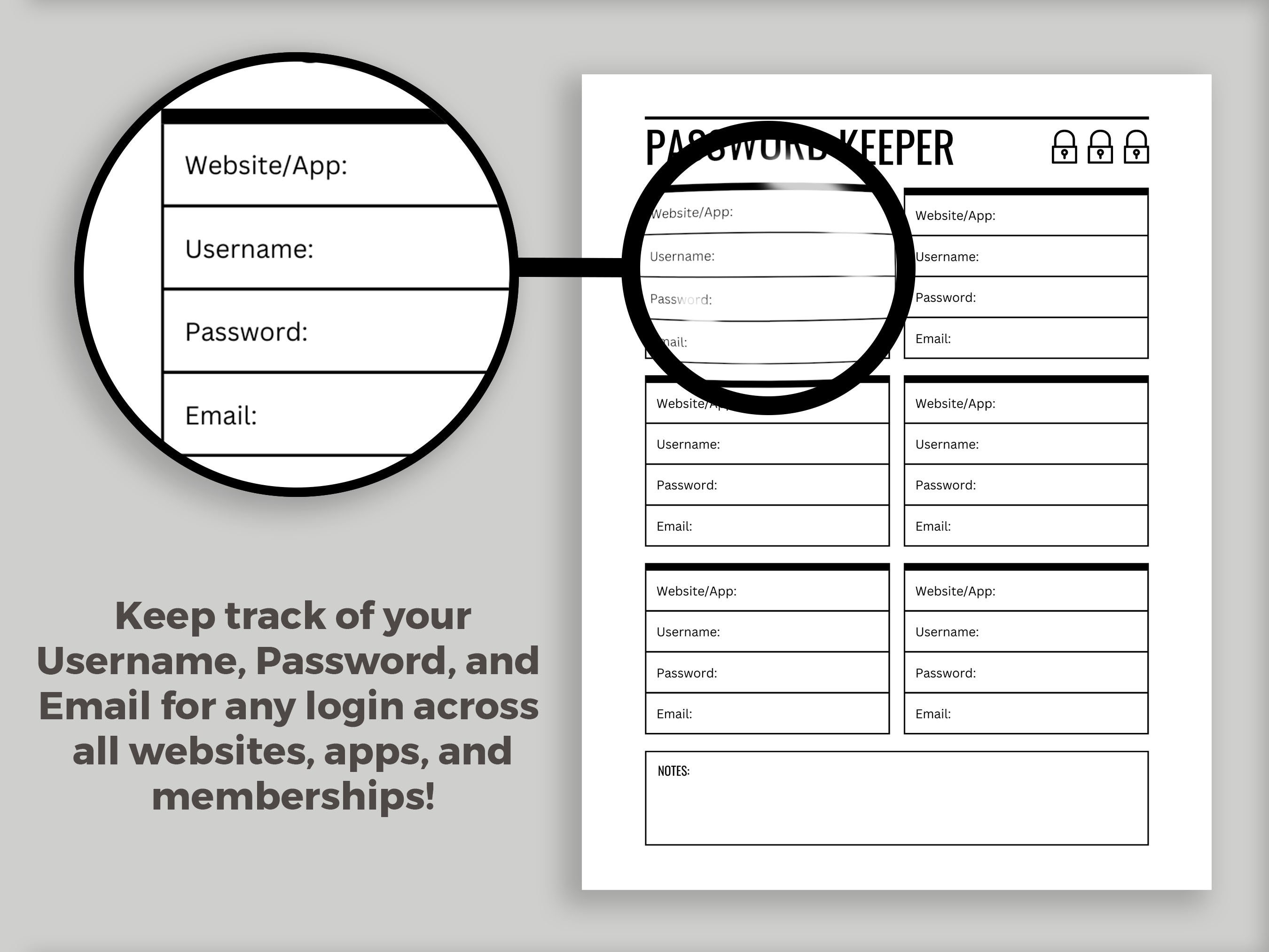 Printable Password Log / Digital Password Tracker / Simple Password ...