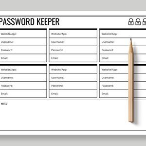 Printable Password Tracker / Streaming Service Login Record Keeper ...