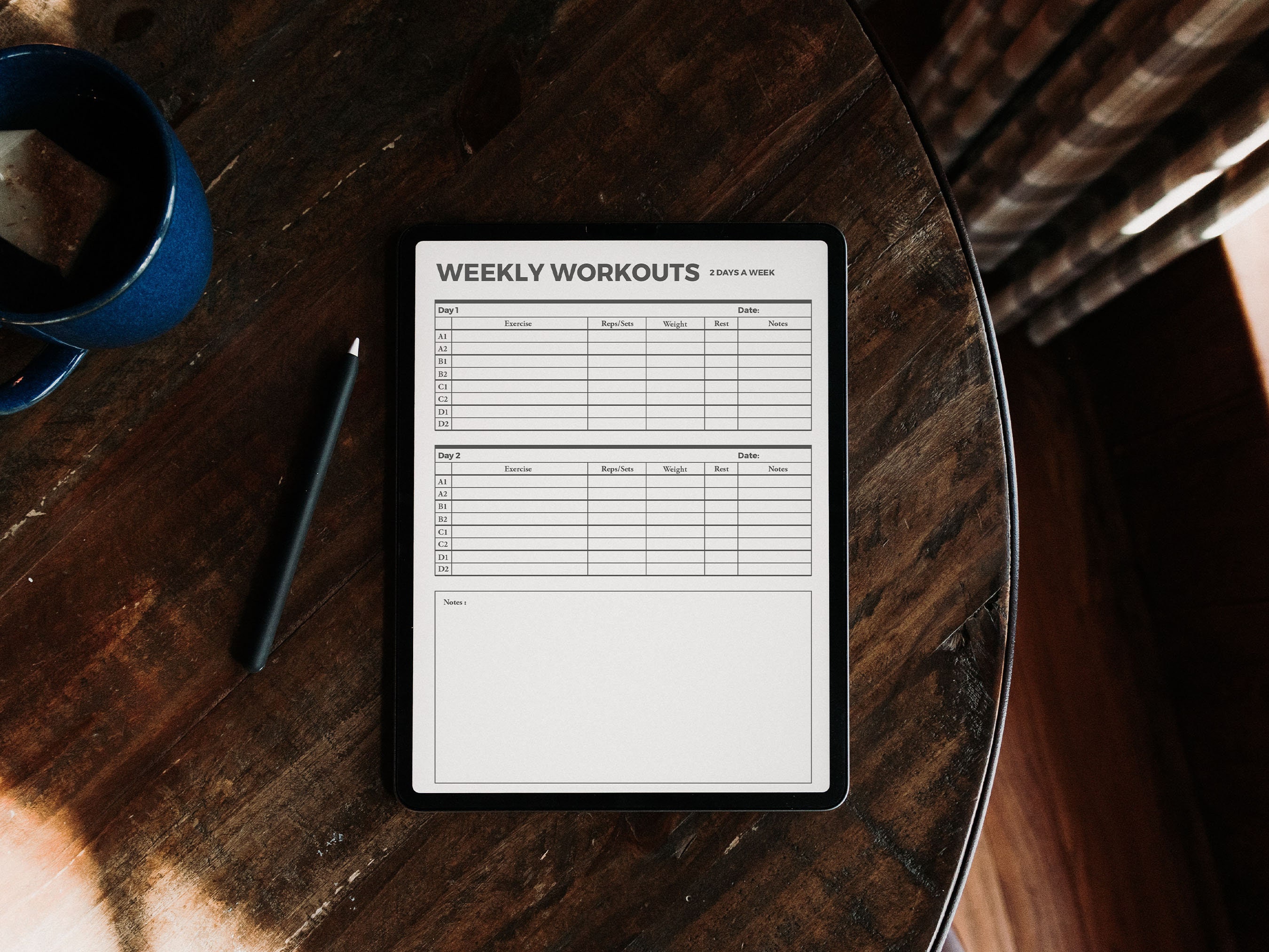 Printable Weekly Workout and Exercise Training Template / Lifting ...