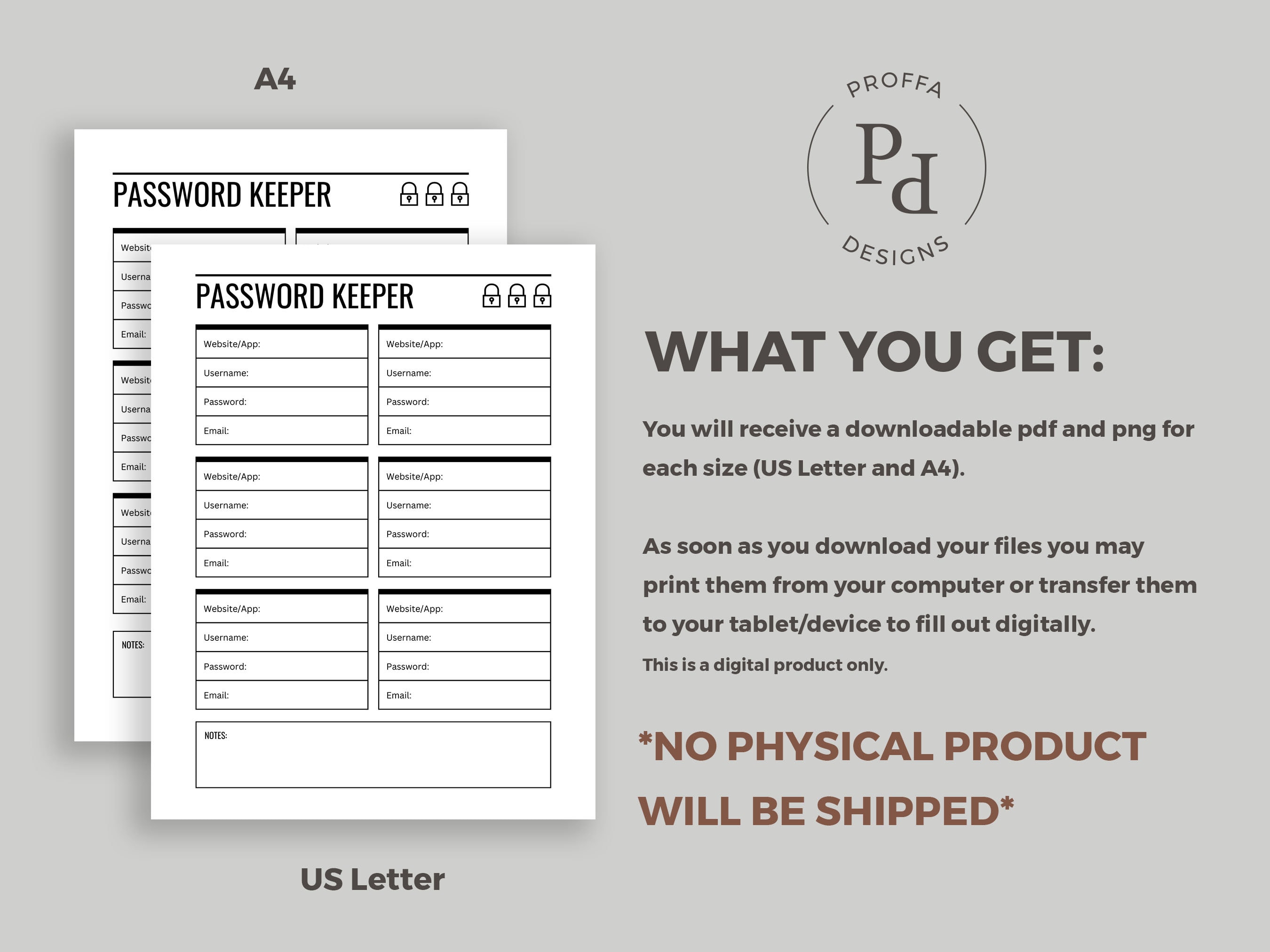 Printable Password Log / Digital Password Tracker / Simple Password ...