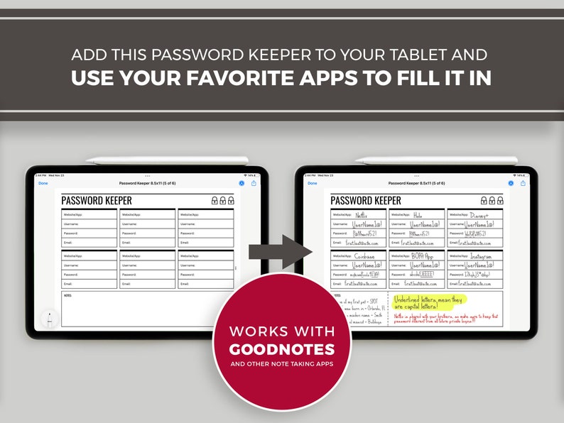 Printable Password Tracker / Streaming Service Login Record Keeper ...