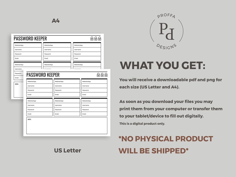 Printable Password Tracker / Streaming Service Login Record Keeper ...