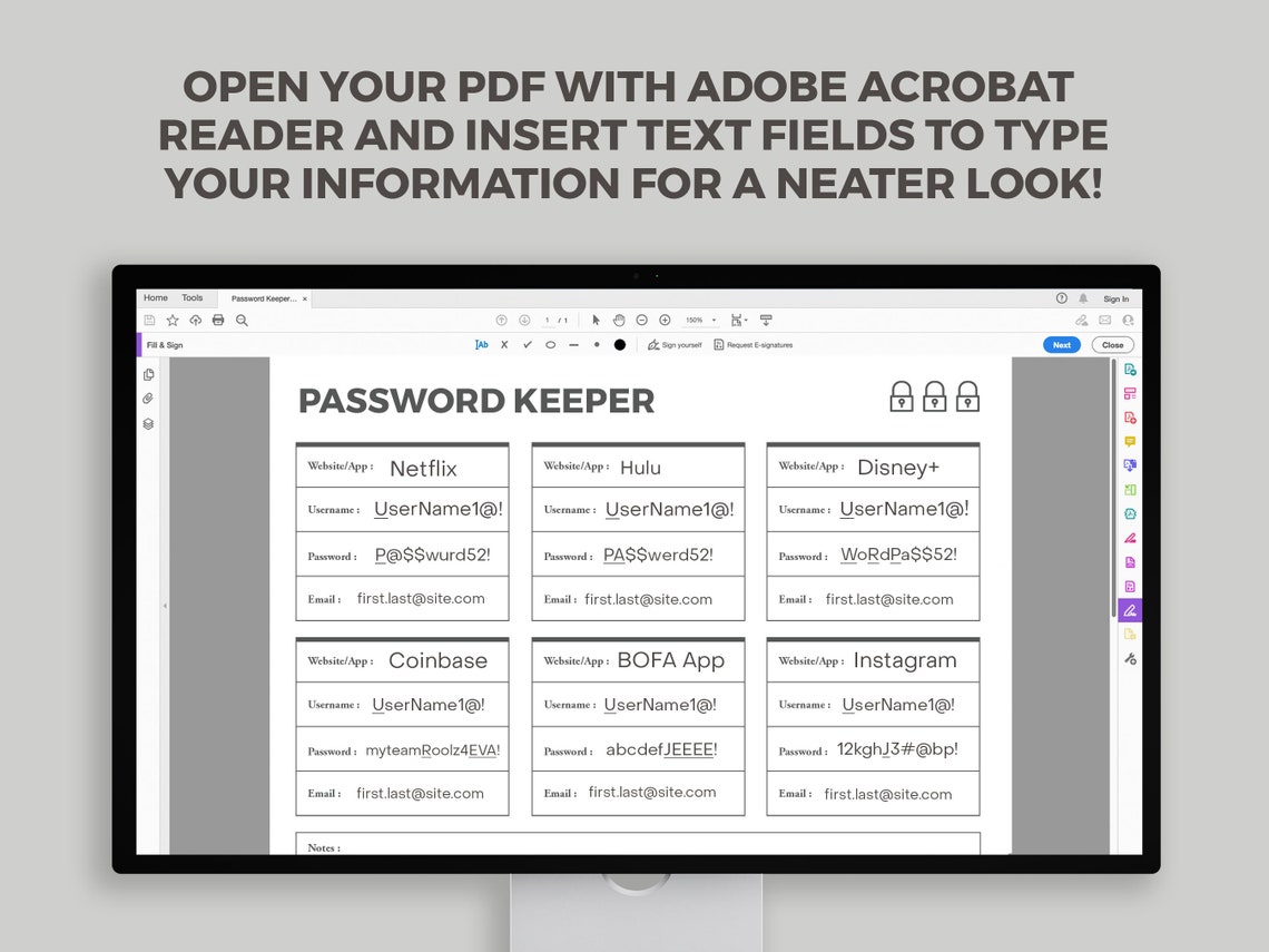 Printable Password Log Bundle / Login and Account Keeper for Streaming ...