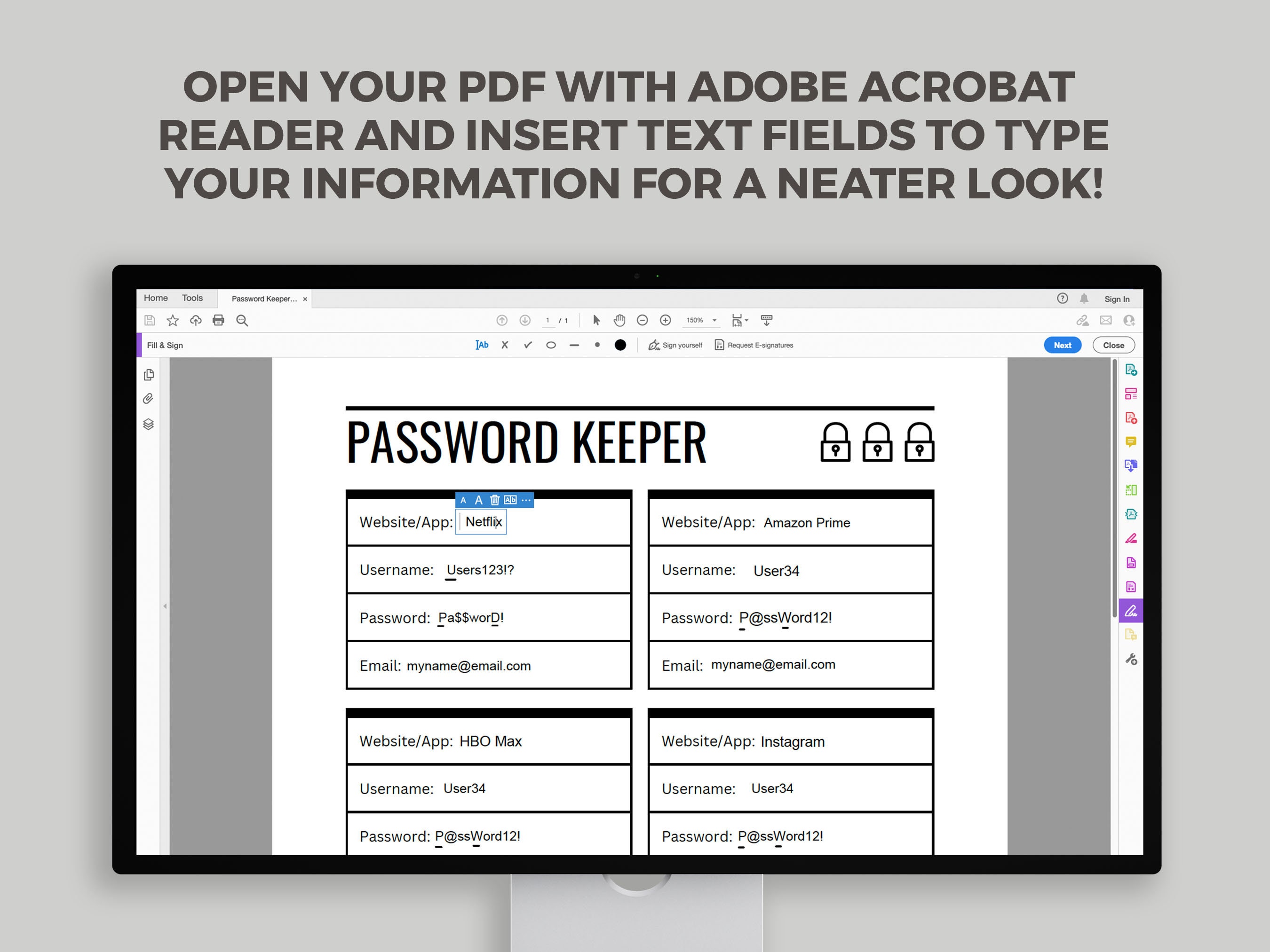 Printable Password Log / Digital Password Tracker / Simple Password ...