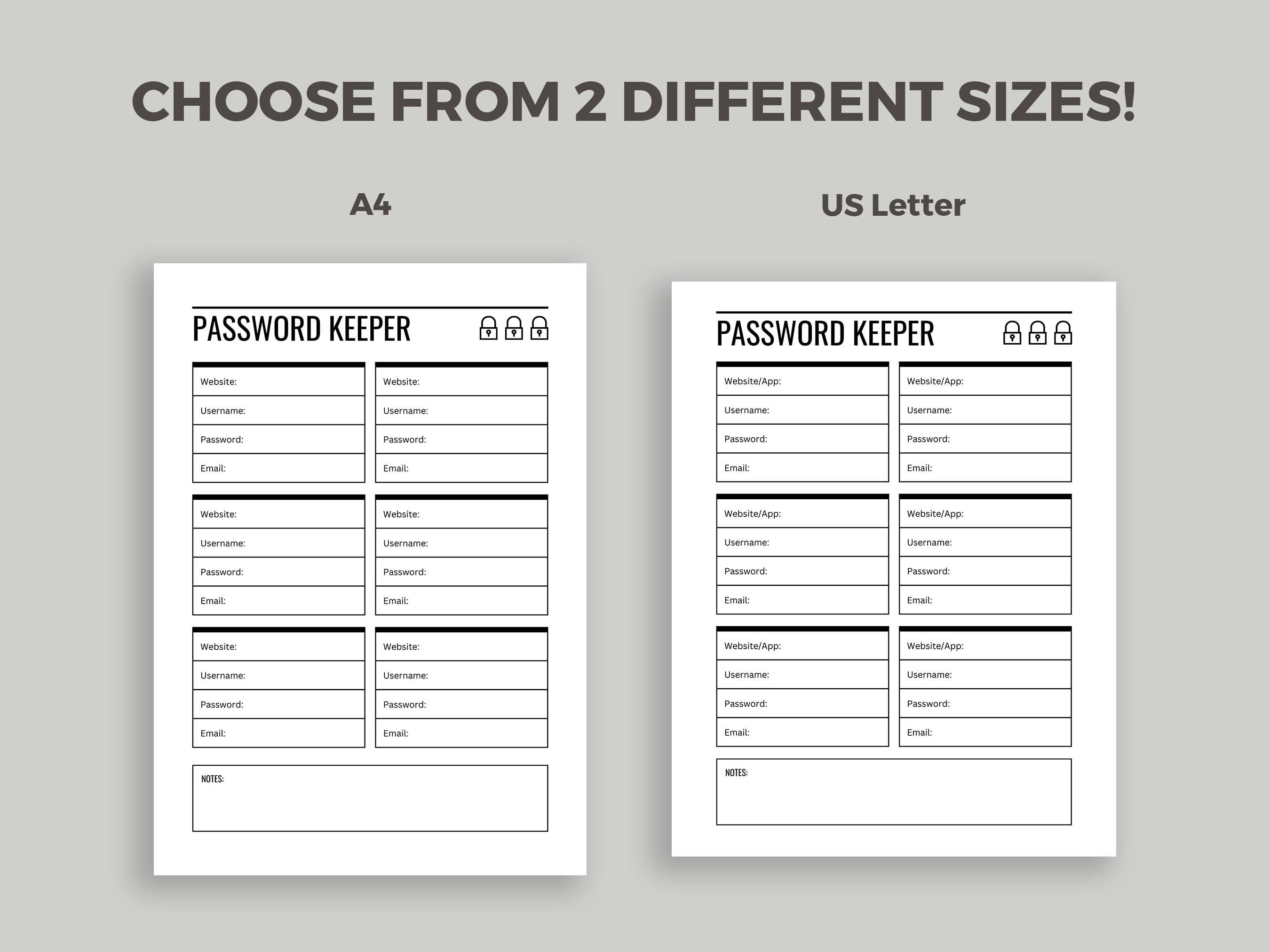 Printable Password Log / Digital Password Tracker / Simple Password ...