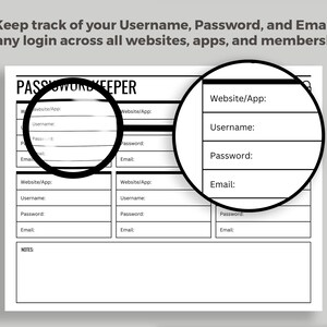 Printable Password Tracker / Streaming Service Login Record Keeper ...