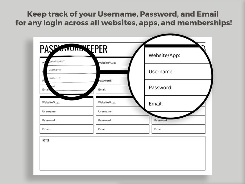 Printable Password Tracker / Streaming Service Login Record Keeper ...