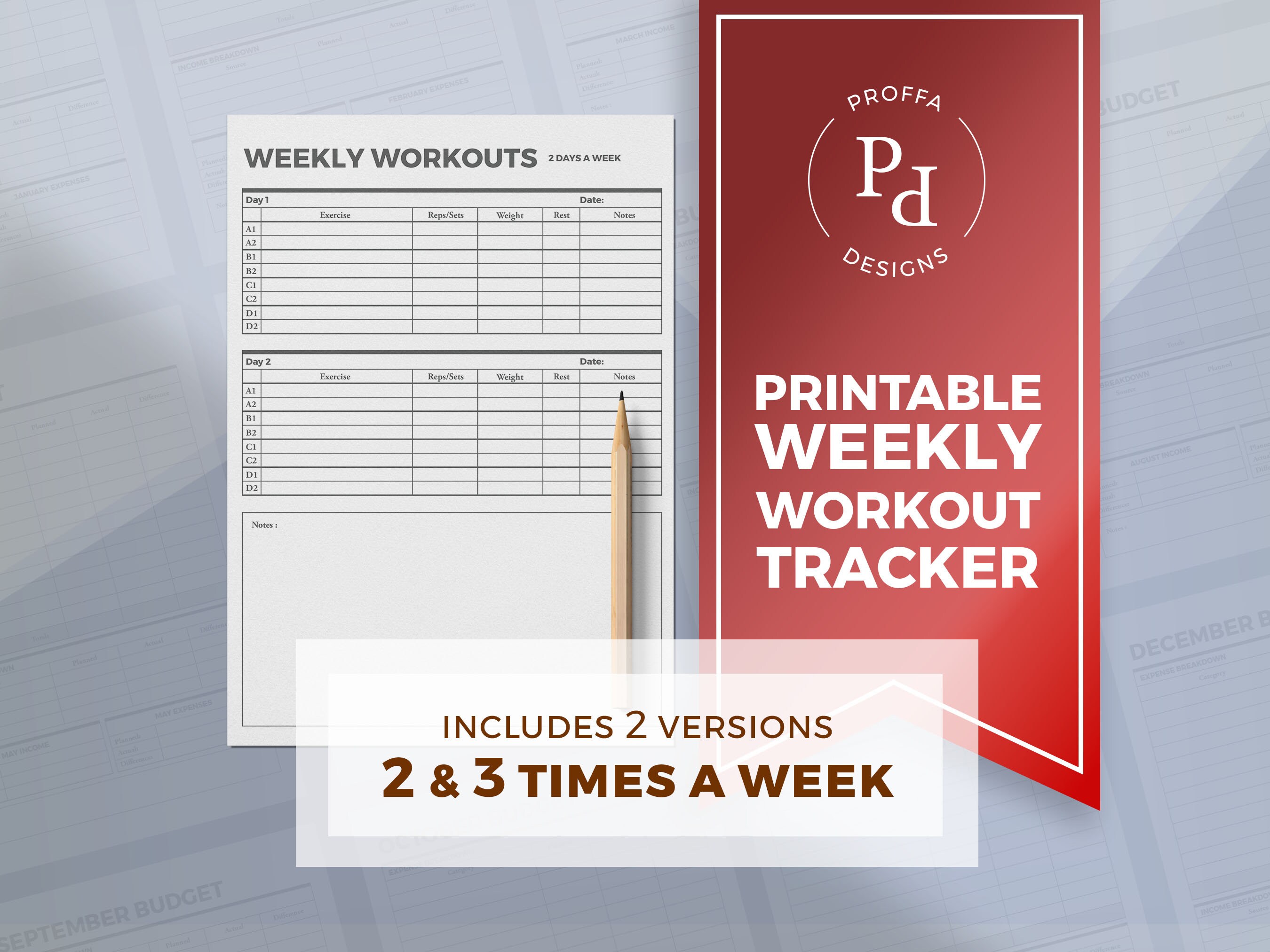 Printable Weekly Workout and Exercise Training Template / Lifting ...