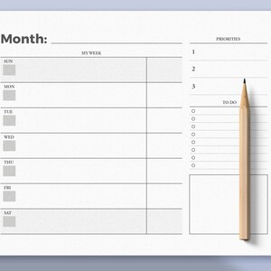Minimalist Weekly Printable Planner Undated Sunday and Monday Start ...