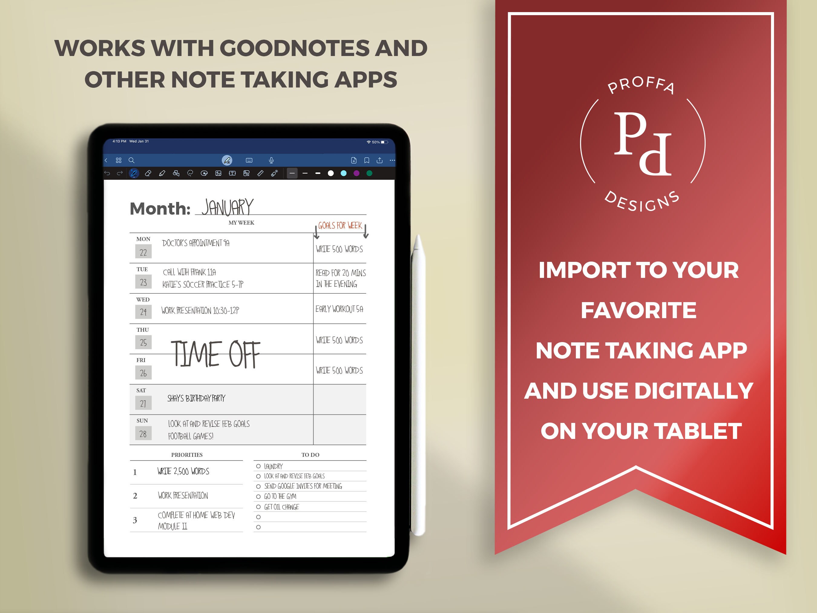 Undated Weekly Calendar / Printable Fillable Sunday and Monday Start ...