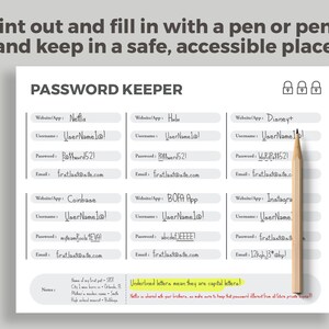Printable Password Log Bundle / Login and Account Keeper for Streaming ...