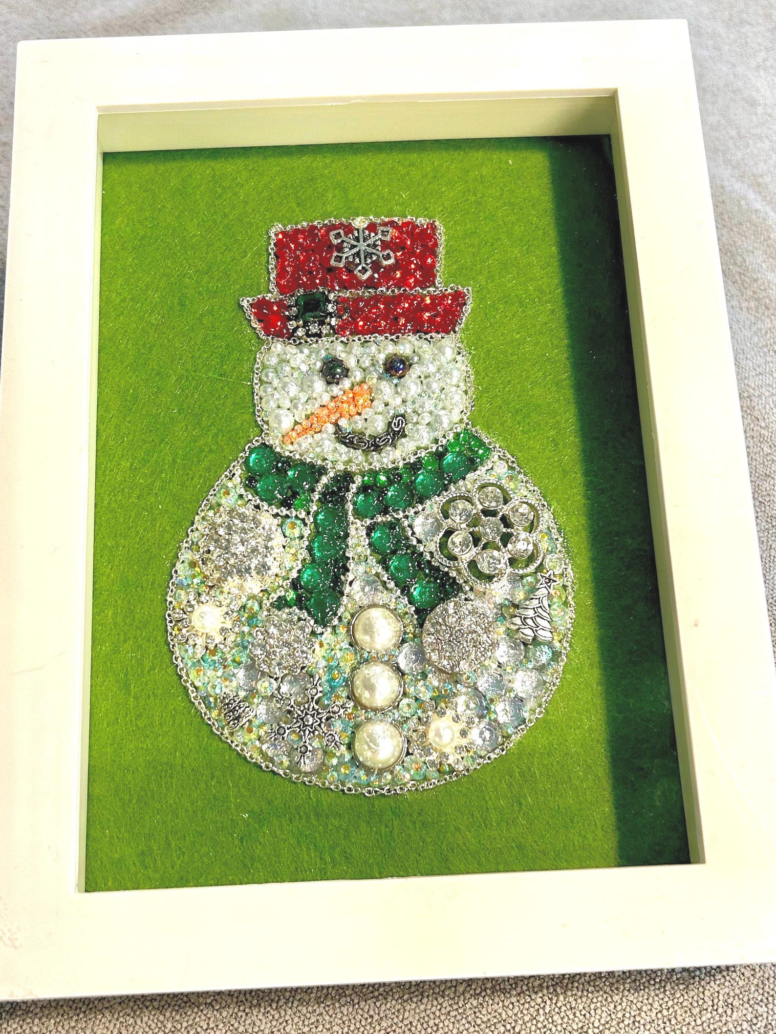 Snowman 5x7 Shadow Box Framed Jewelry Art Made With New and Recycled ...
