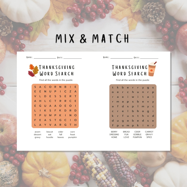 Thanksgiving Word Search | Fall Word Search | Printable PDF | Digital ...