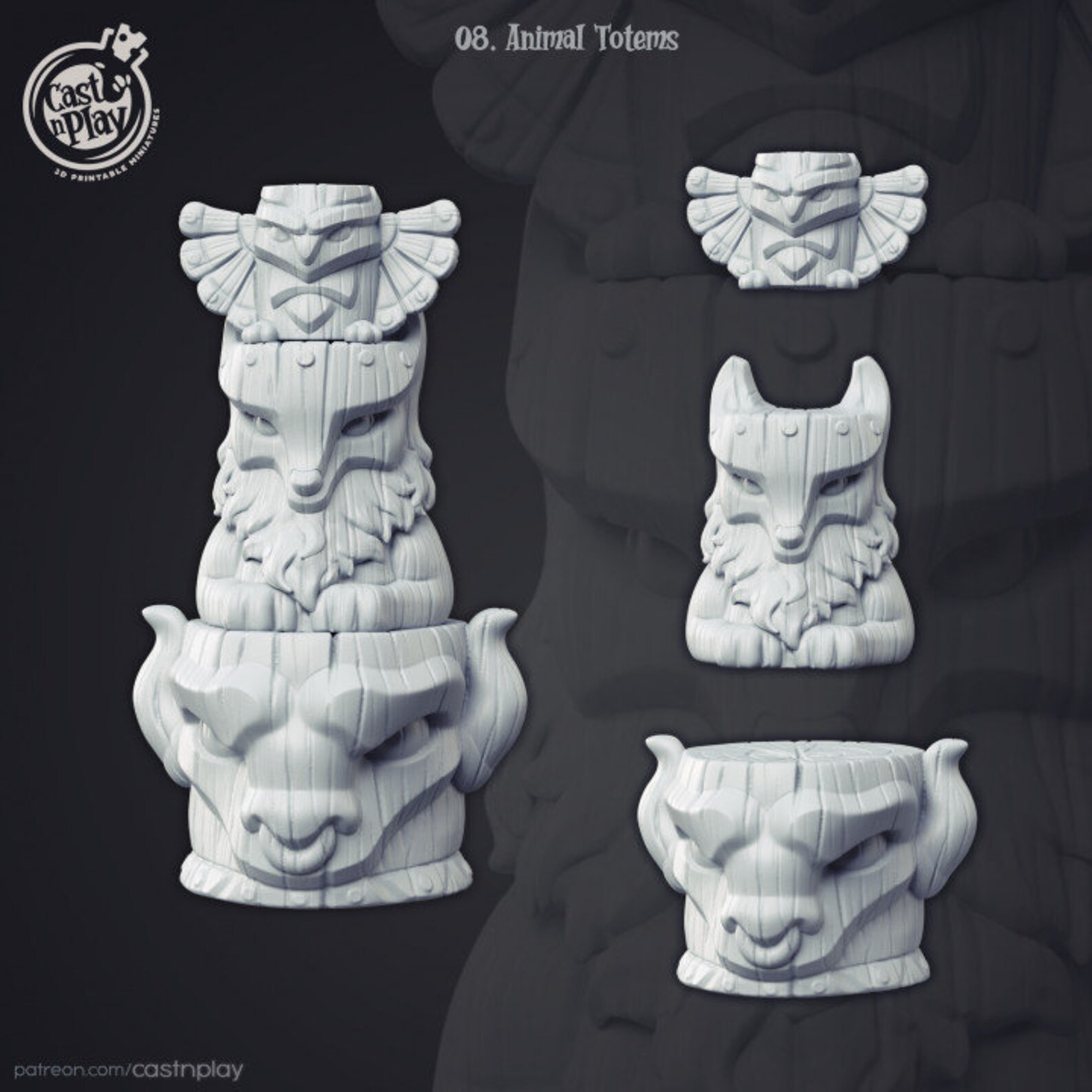 Animal Totems - 3D Stackable Minis - Etsy