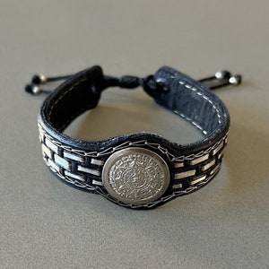 Mens Bracelet Aztec Calendar Bracelet for Men Thick Synthetic Leather ...