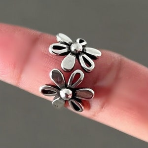 Flower Ring for Her Silver Flowers Ring for Women Adjustable Rings Two ...