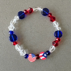 4th of July Bracelet Set of Beaded Bracelet Set With Glass Beads ...