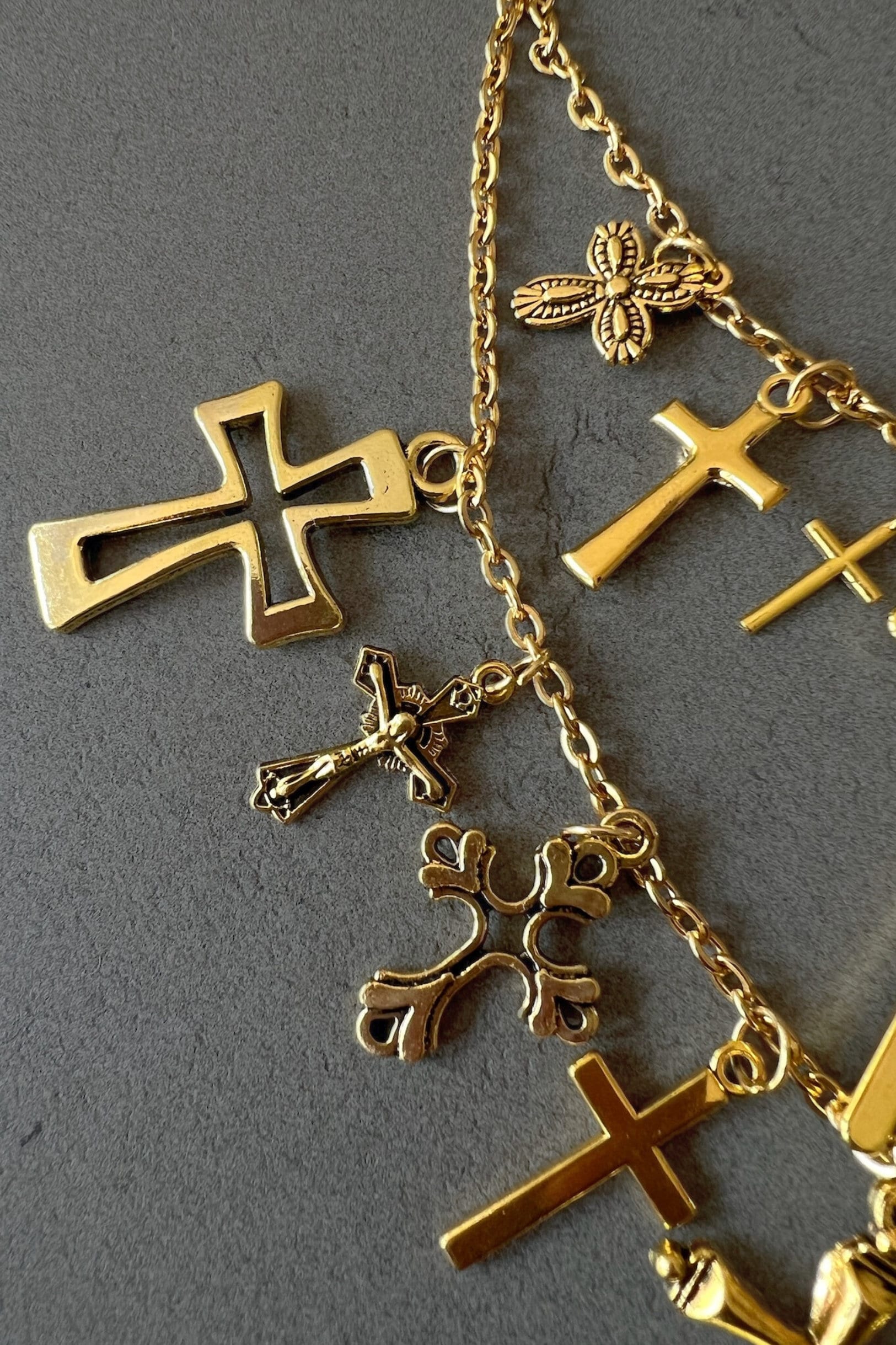 Multi Cross Necklace for Her Cross Charms Necklace Gold Cross Necklace ...