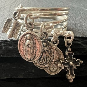 Charms Ring for Women Religious Ring Gift for Mom Real Silver Ring ...