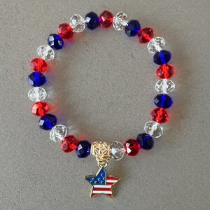 4th of July Bracelet Set of Beaded Bracelet Set With Glass Beads ...