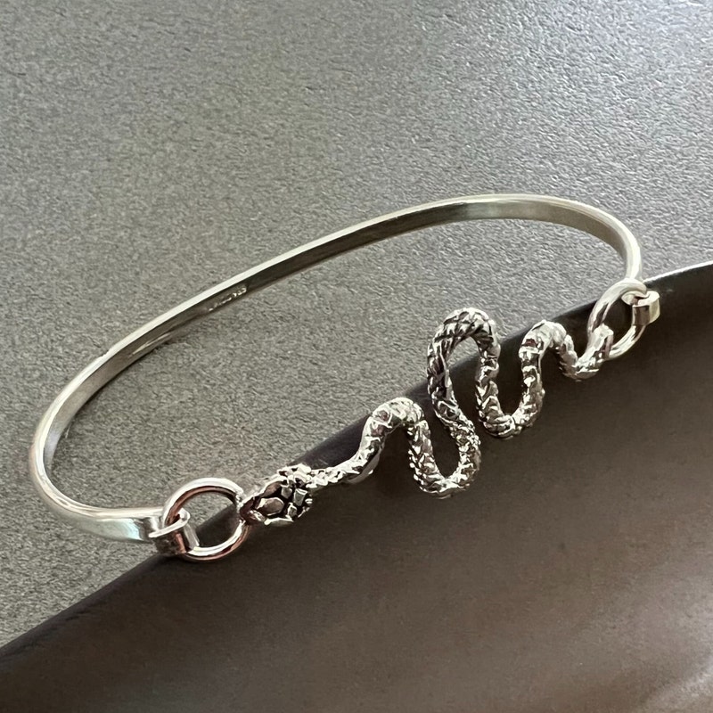 Silver Snake Bangle - Etsy