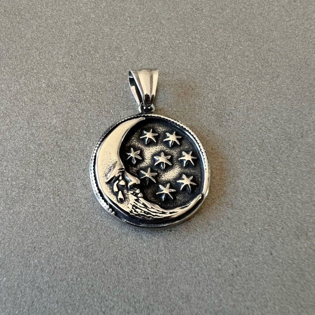 Celestial Pendant Moon Stars Pendant Good Luck Jewelry Stainless Steel ...