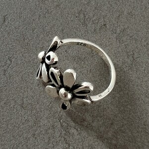 Flower Ring for Her Silver Flowers Ring for Women Adjustable Rings Two ...