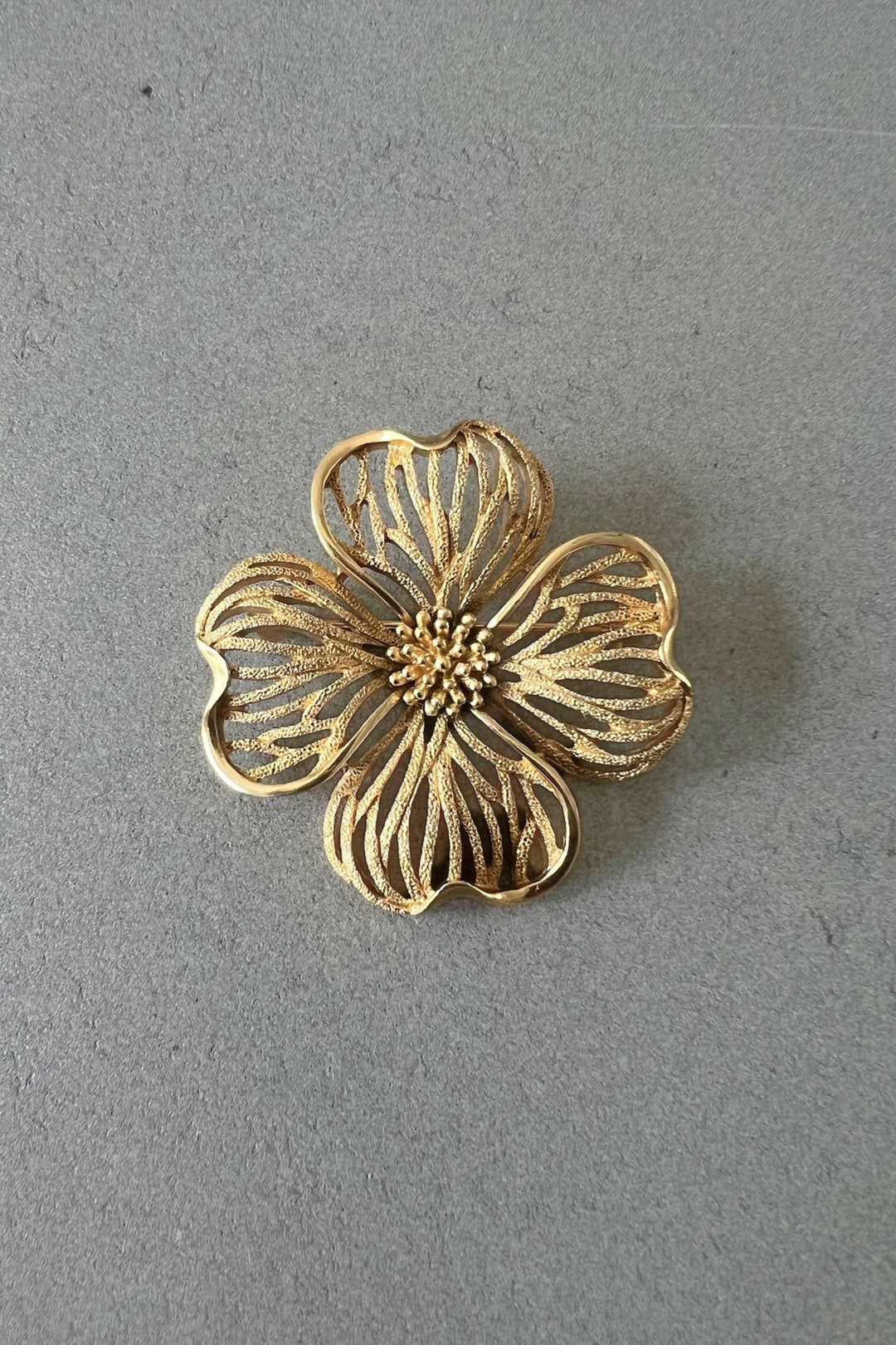 Trifari Brooch Gold Plated Flower Brooch Vintage Crown Trifari Signed ...