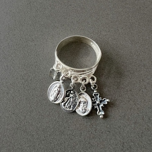 Charms Ring for Women Religious Ring Gift for Mom Real Silver Ring ...