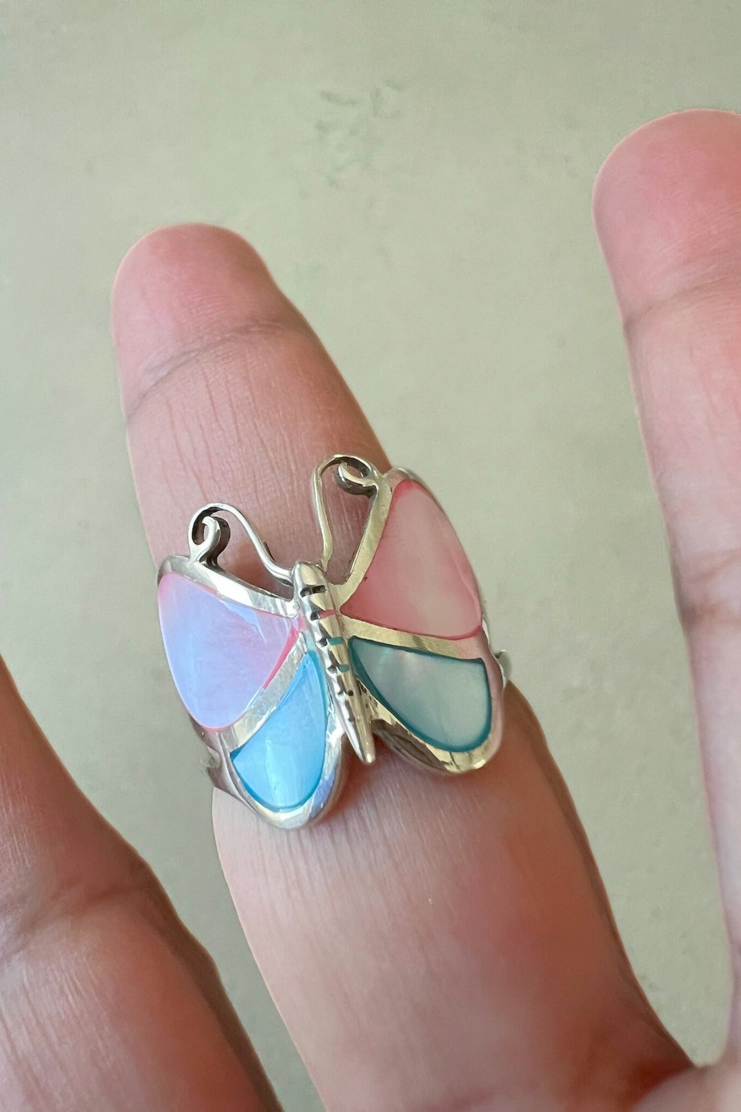 Butterfly Silver Ring for Her 925 Silver Ring Gift for Women Blue and ...