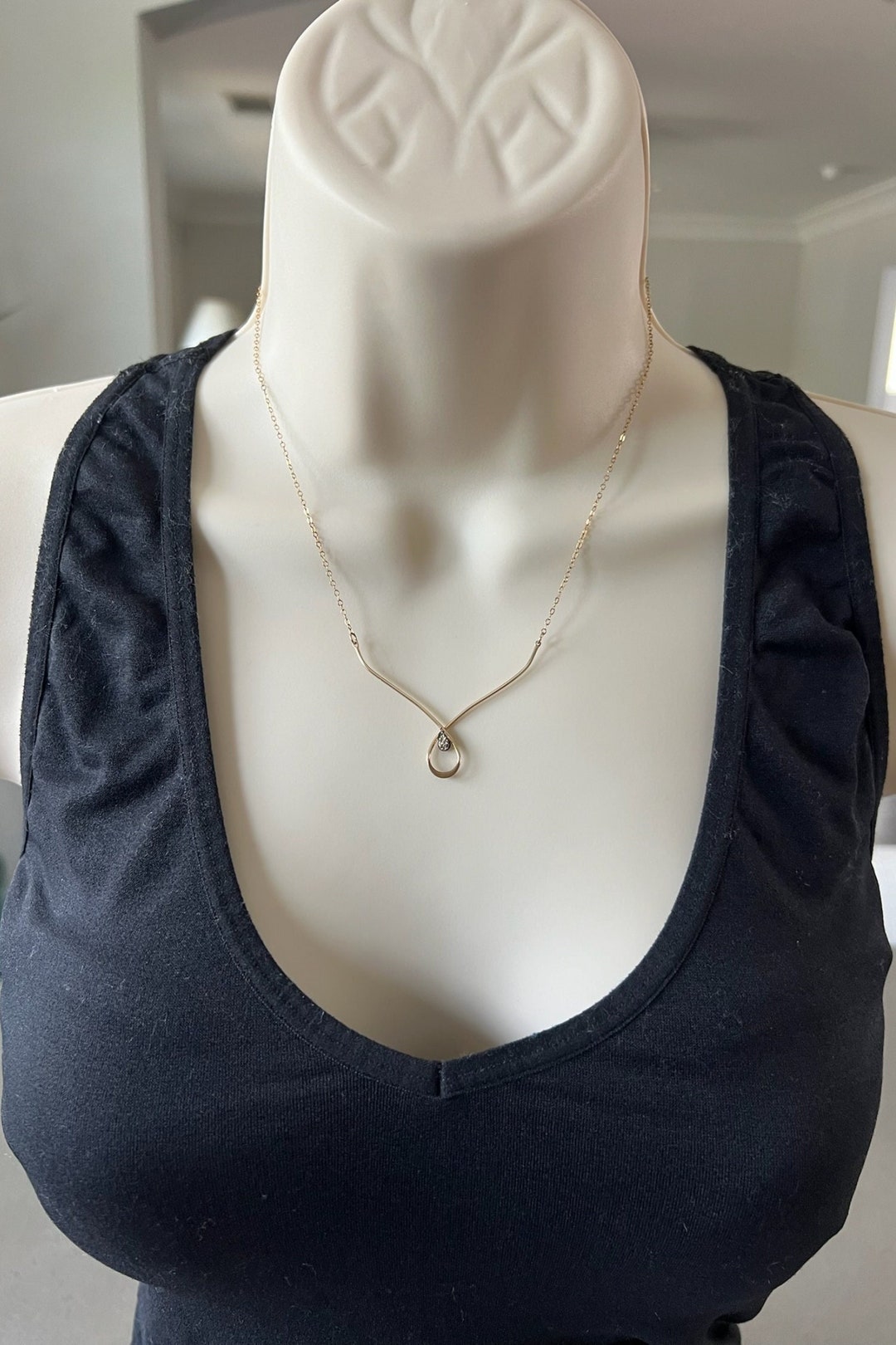 Gold Loop Necklace for Her Gold Filled Necklace for Woman Loop Pendant ...
