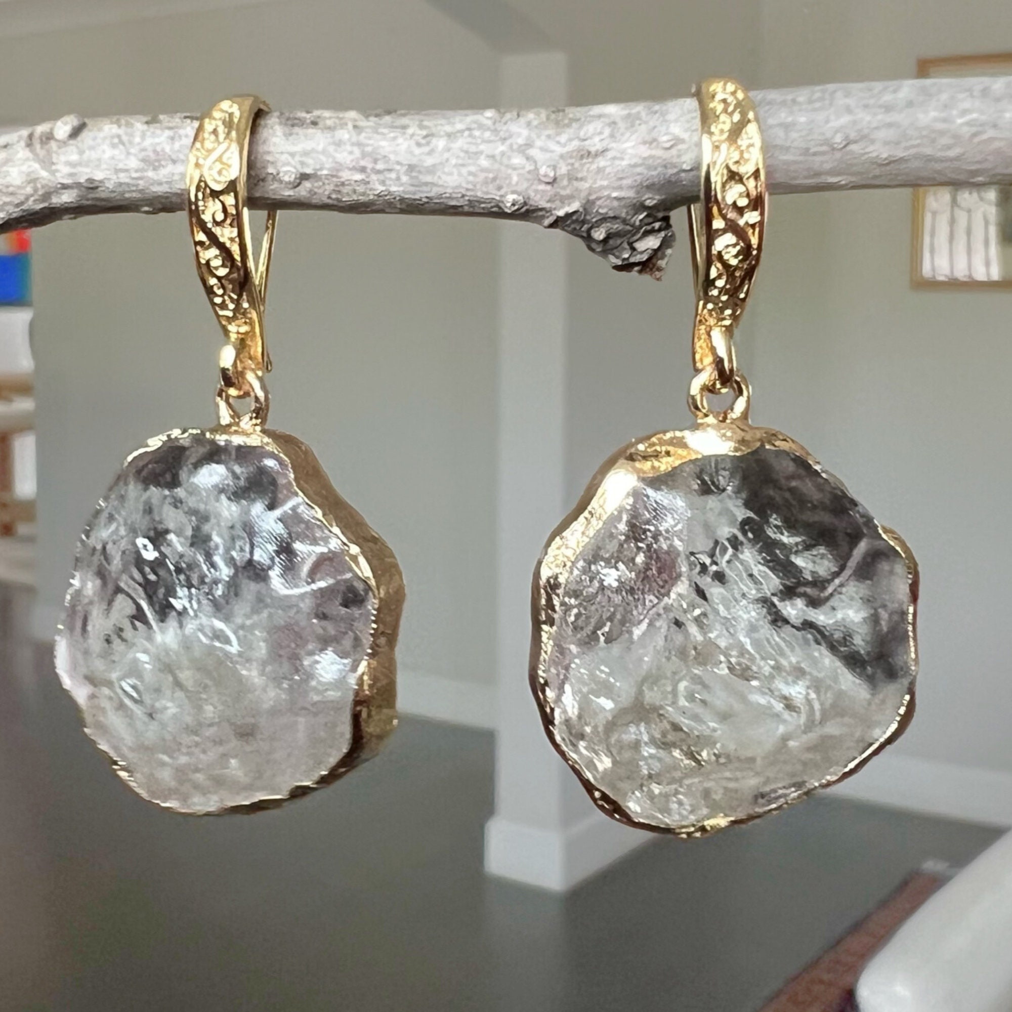 Clear Quartz Earrings for Woman Quartz Jewelry Gift for Her Gemstone ...