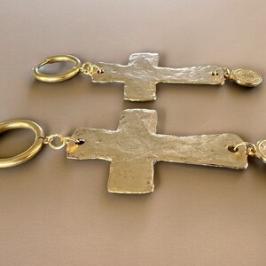 Gold Cross Earrings for Her Large Cross Hoops Earrings Religious Saint ...