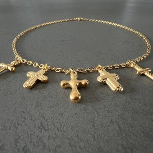 Cross Necklace for Her With Multi Cross Charms Necklace Gold Crosses ...